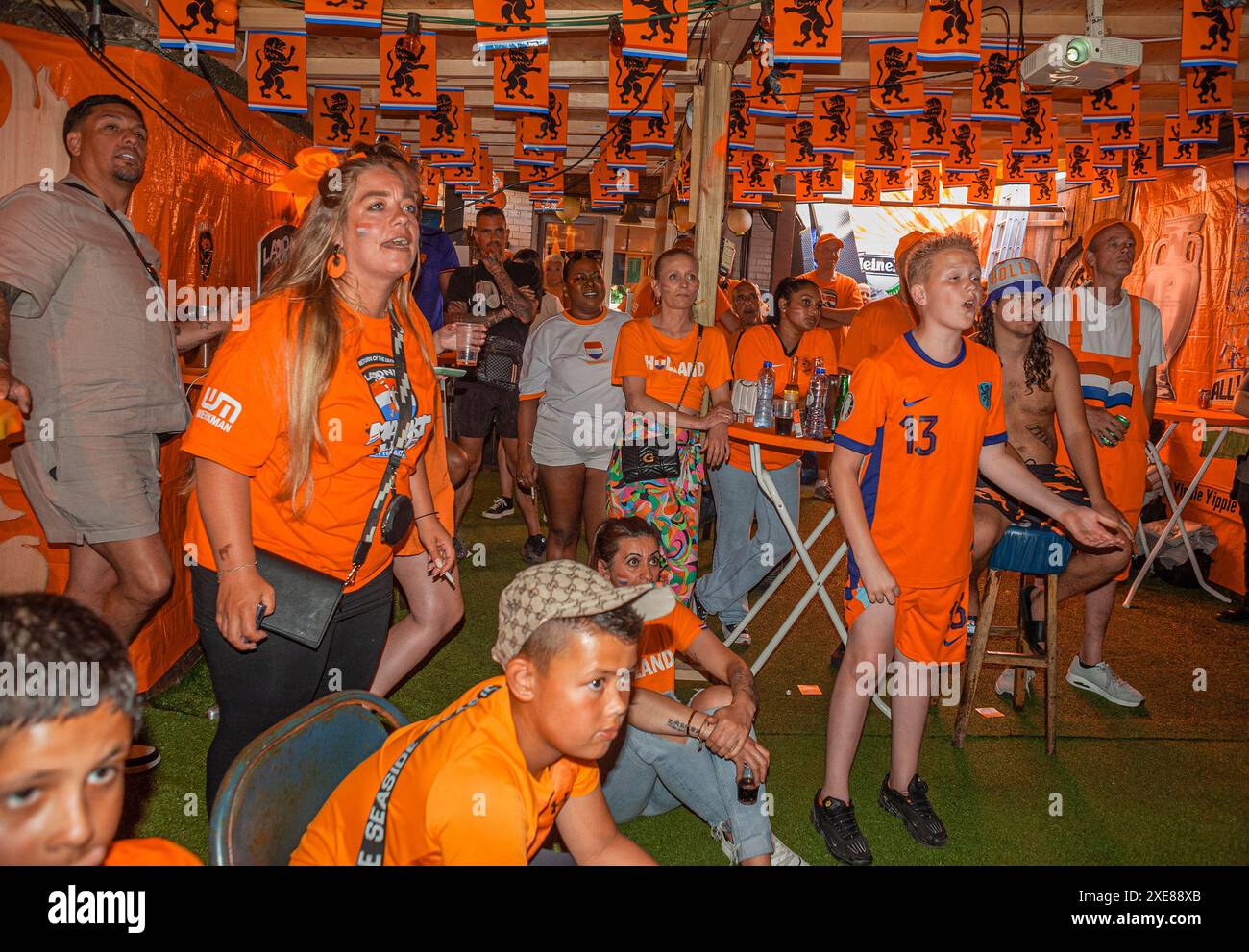 Netherlands' Dutch football supporters react during the European ...