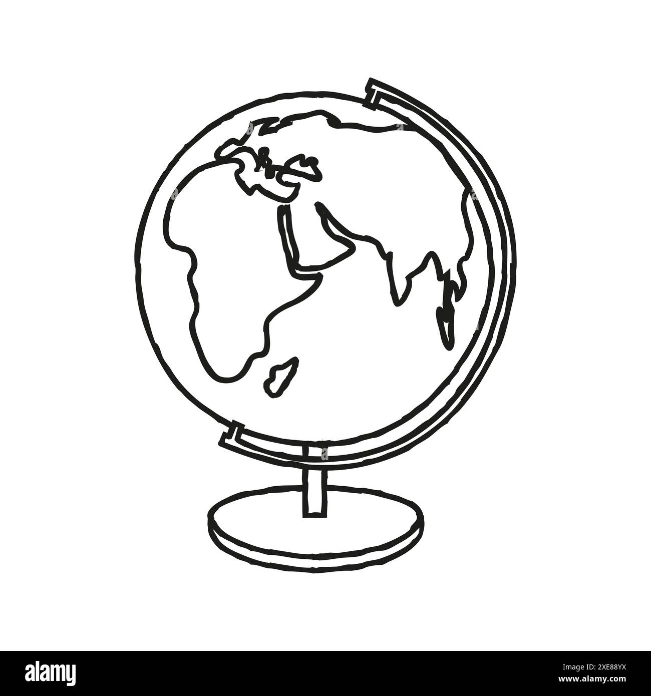 Doodle Earth globe icon. Hand drawn planet symbol isolated on white ...