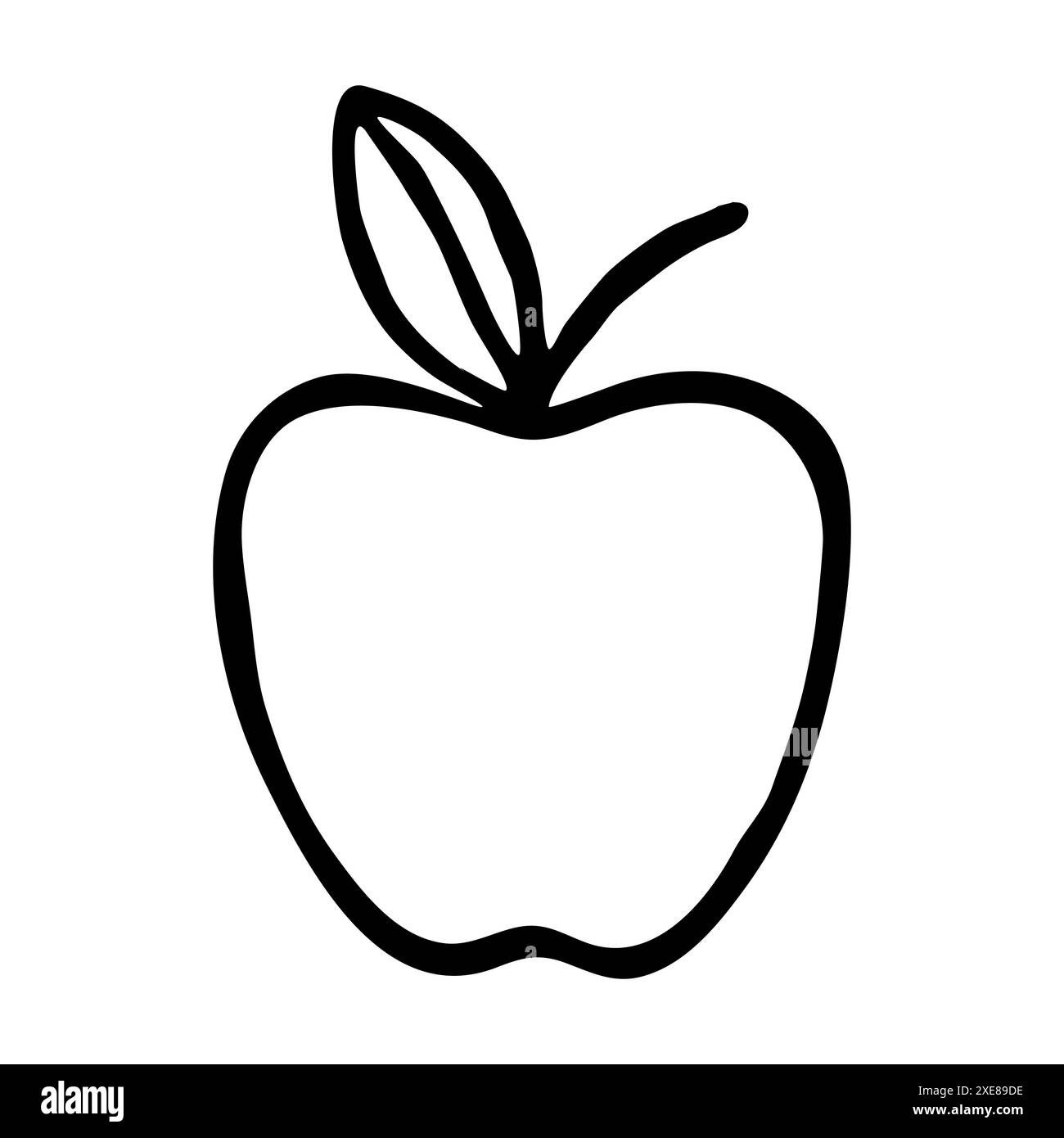 Hand drawn apple doodle. Colored simple outline illustration Stock ...