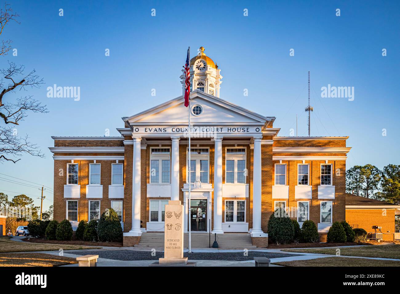 Claxton, GA - February 14, 2024: Front view of the historic Evans ...