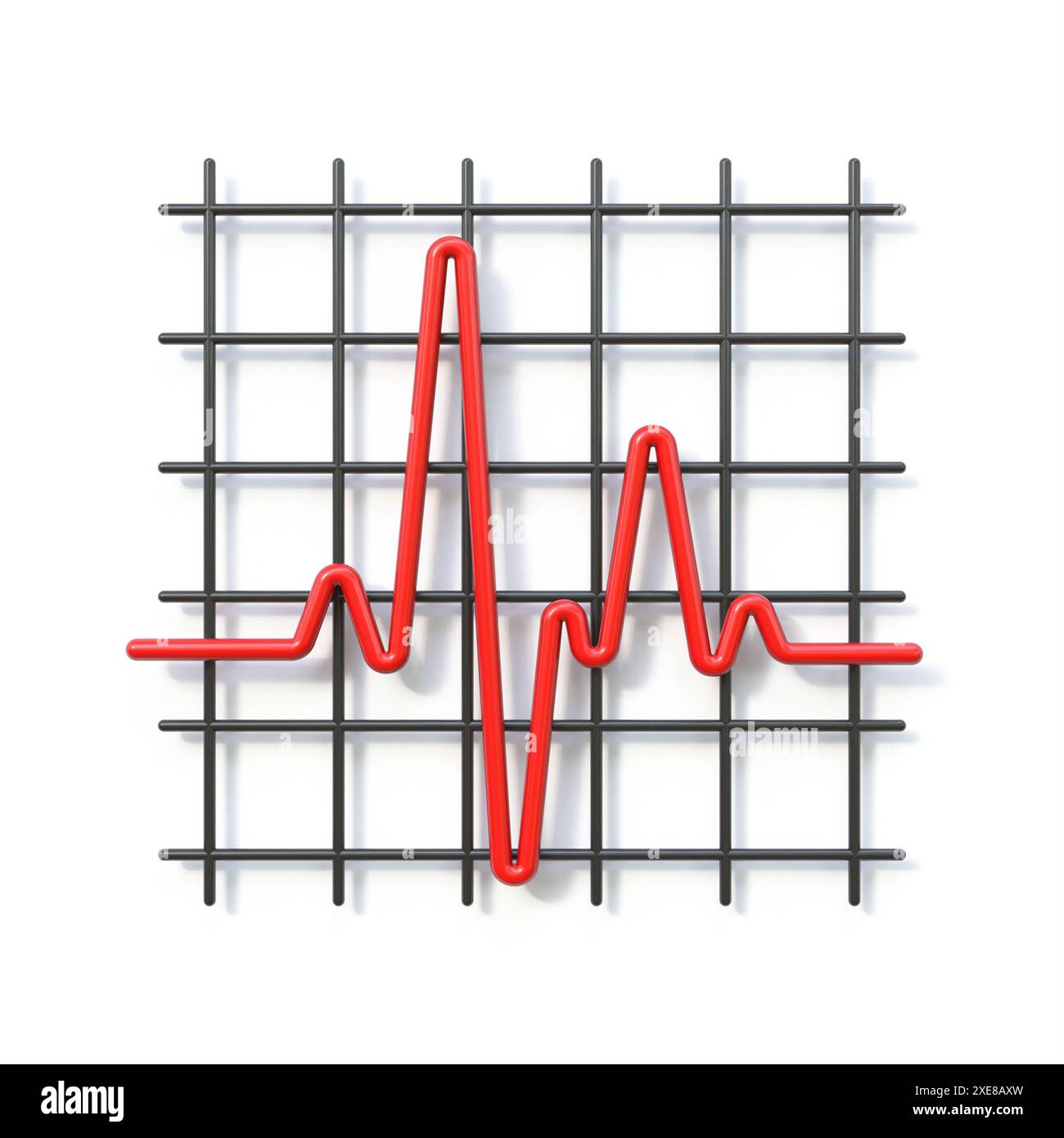 Red cardiogram line 3D Stock Photo - Alamy