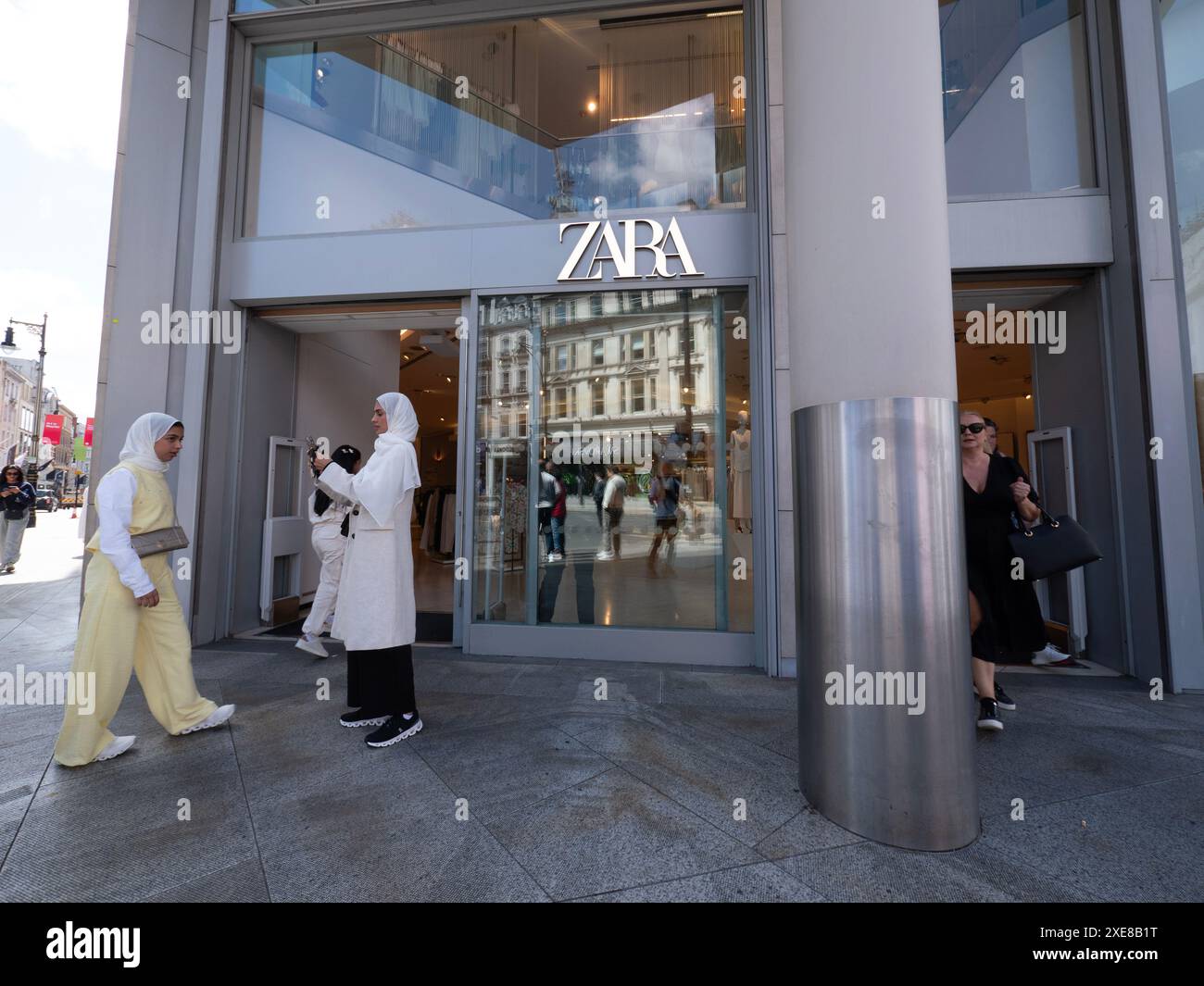 Zara clothing and fashion apparel retail store shop in Oxford Street London owned by Spanish ...