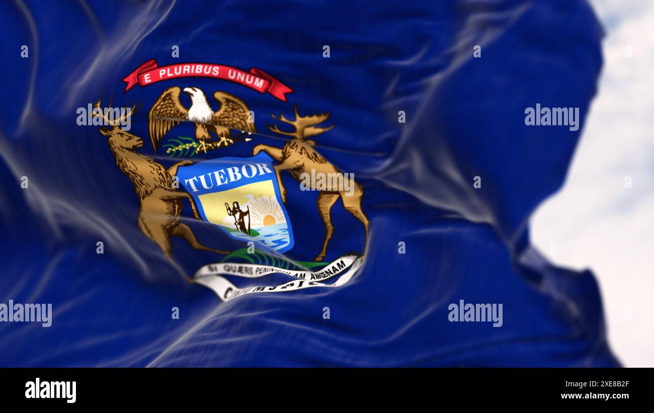 Us flag waving michigan hi-res stock photography and images - Alamy