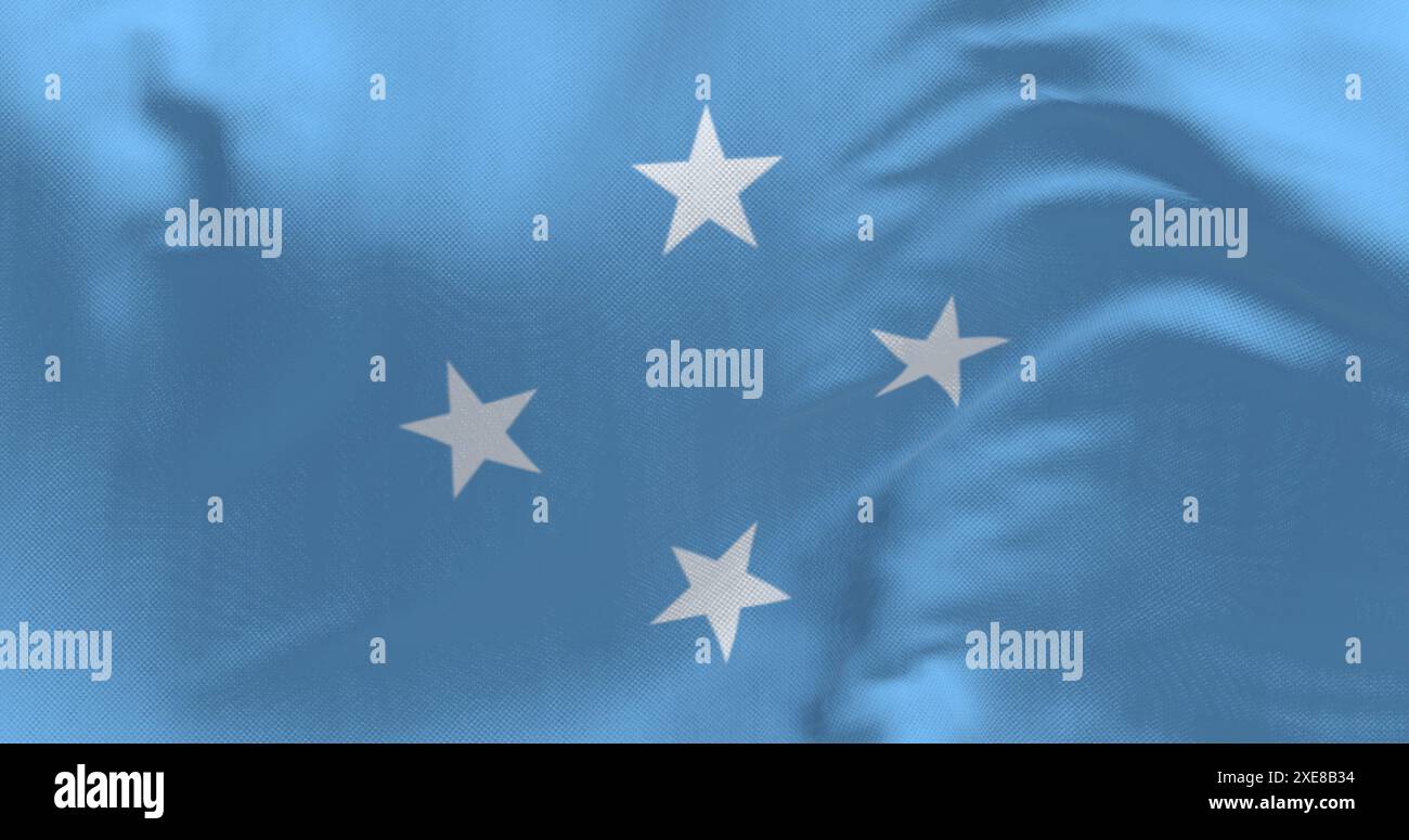 National flag of Federated states of Micronesia waving on a clear day ...