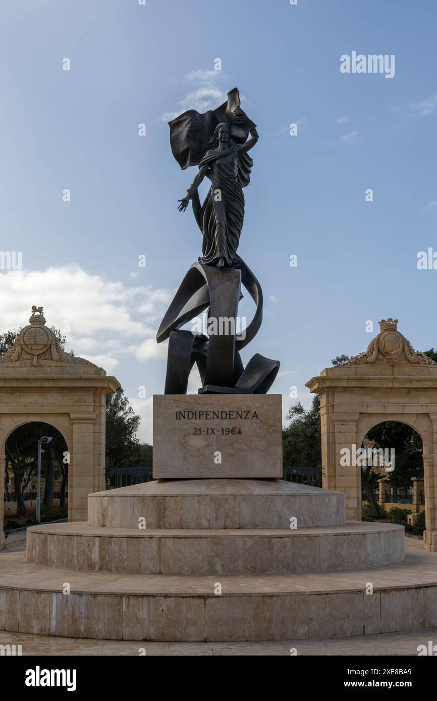 Vertical close-up view of the Statue of Independence of Malta in ...