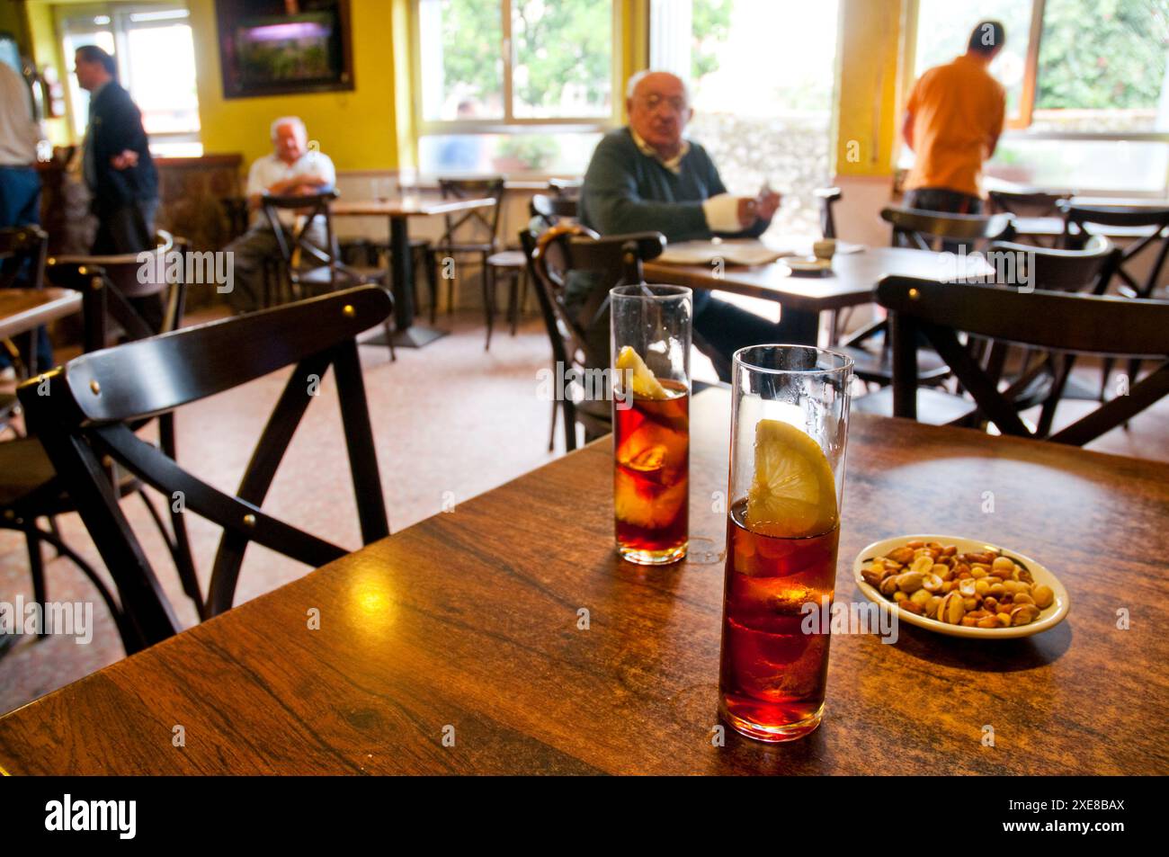 Vermouth for two in a typical Spanish bar. Porrua, Asturias, Spain ...