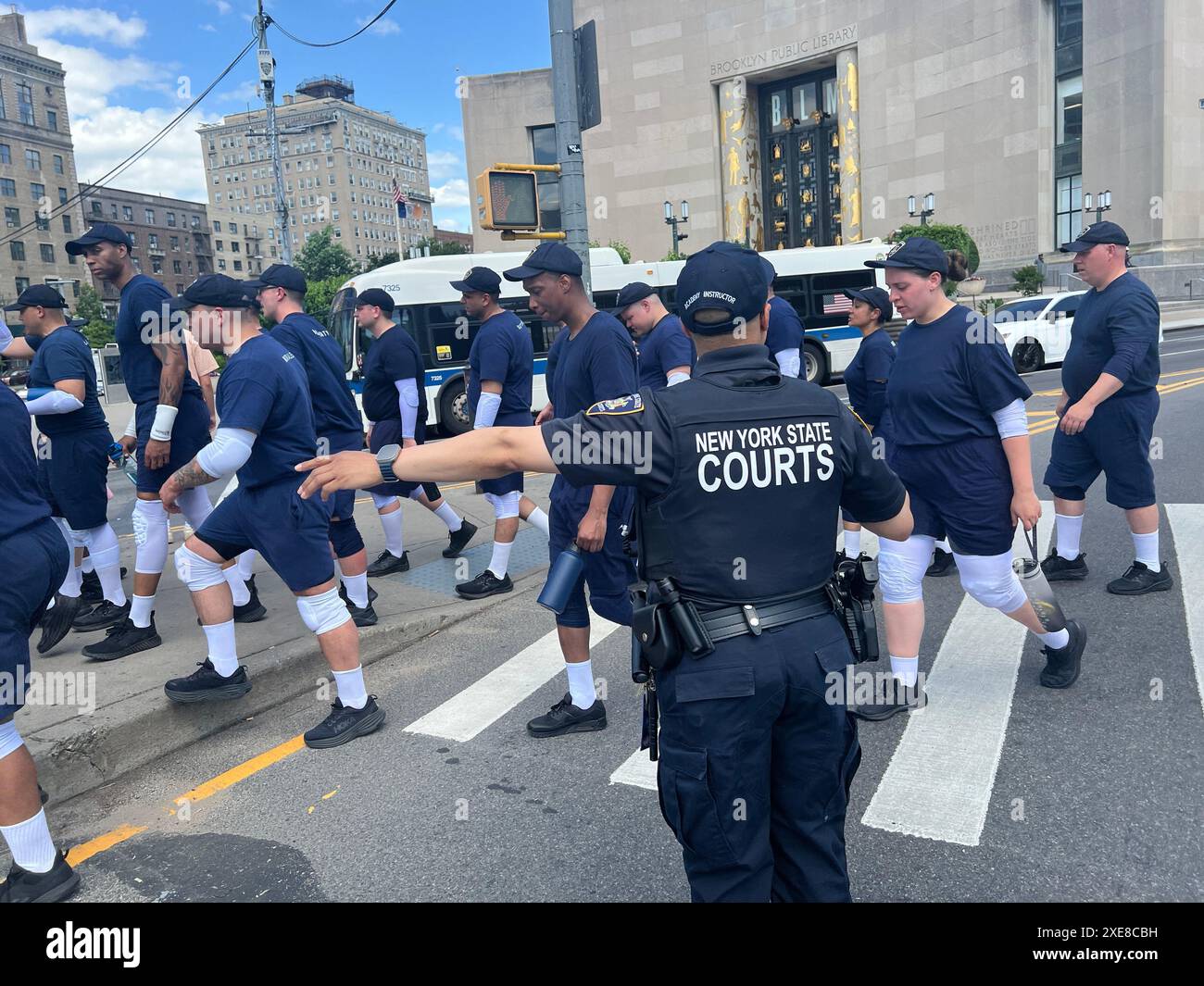 New York Court Officers in training cross Flatbush Blvd at Grand Army ...