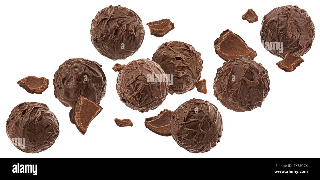 Chocolate balls isolated on white background Stock Photo - Alamy
