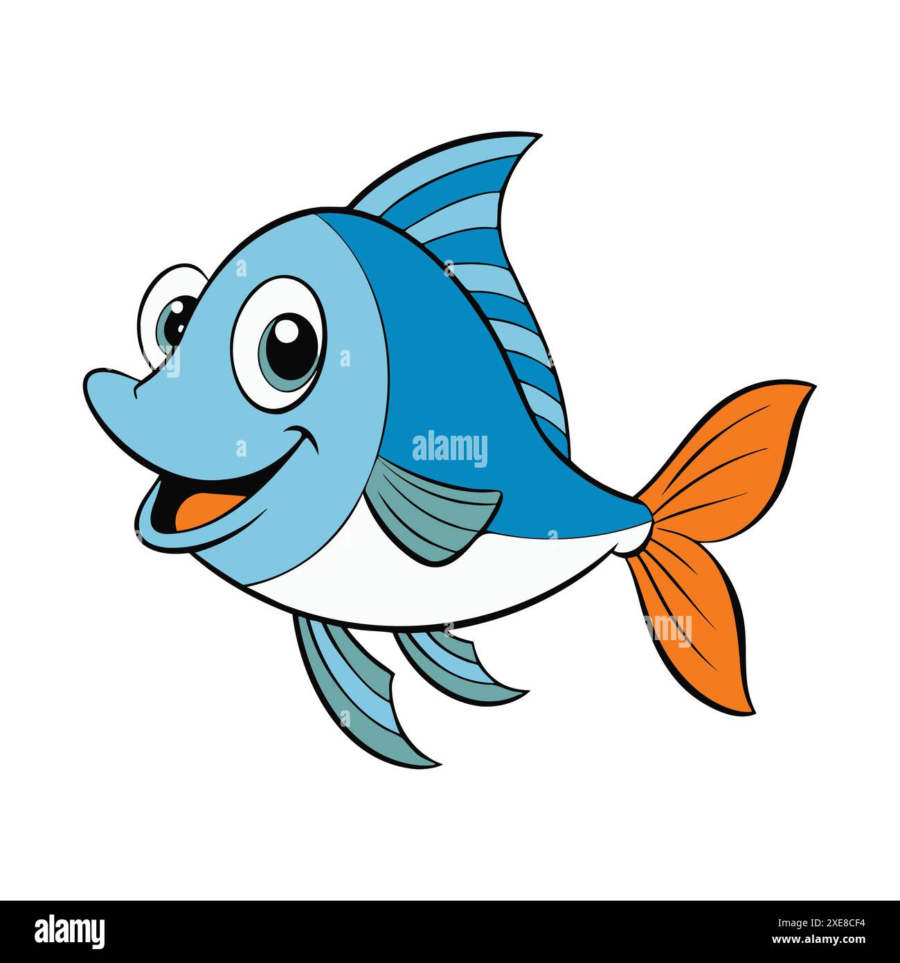 Cartoon cheerful smiling Fish, in childrens style bright color ...