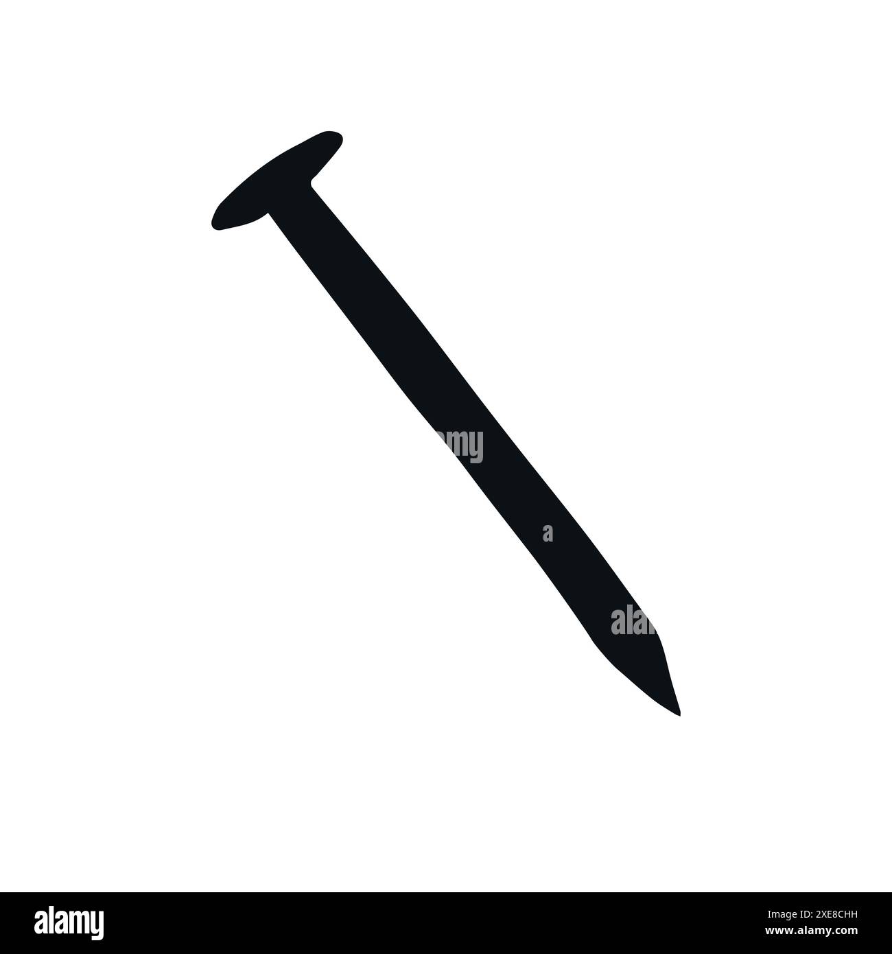 Vector hand drawn nail pin silhouette isolated on white background ...