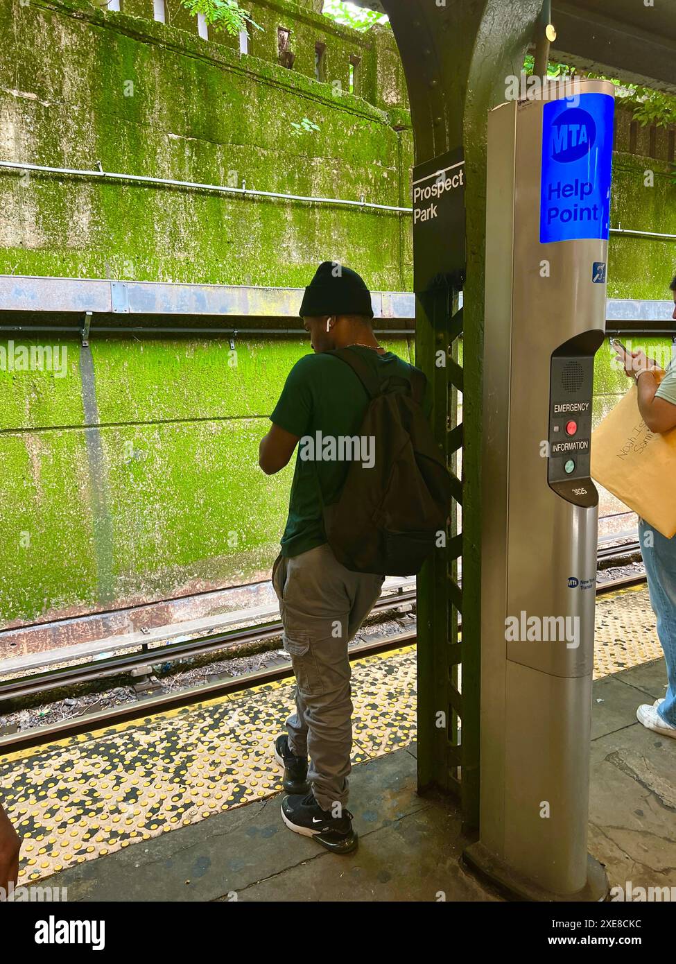 Man waits for a B train at the Prospect Park Station in Brooklyn, New ...