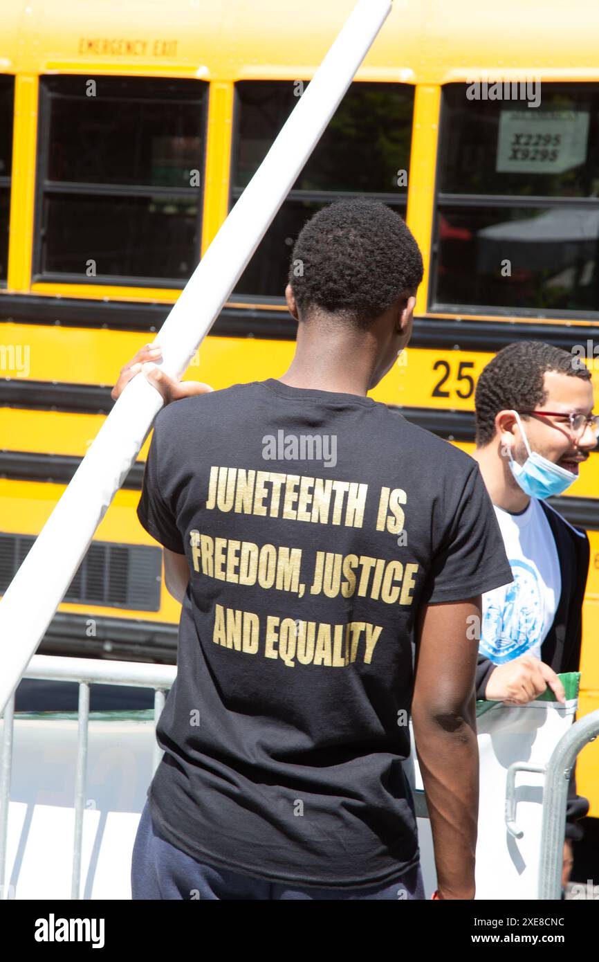 Juneteenth Parade and festival on 116th Street and Malcolm X Blvd in ...