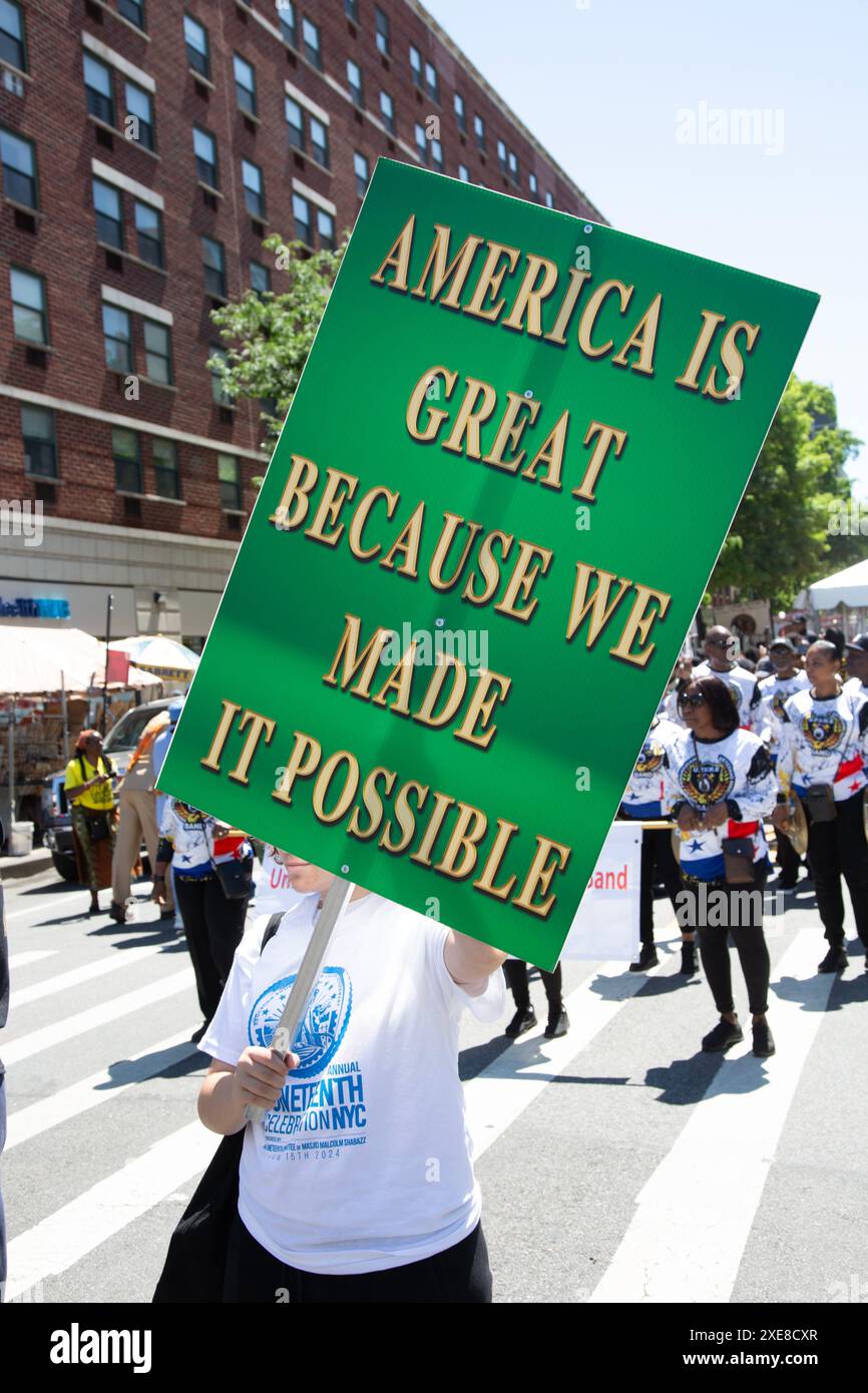 Juneteenth Parade and festival on 116th Street and Malcolm X Blvd in ...