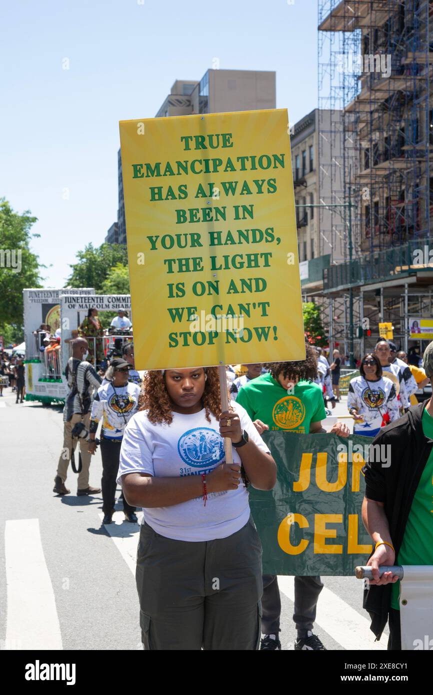 Juneteenth Parade and festival on 116th Street and Malcolm X Blvd in ...
