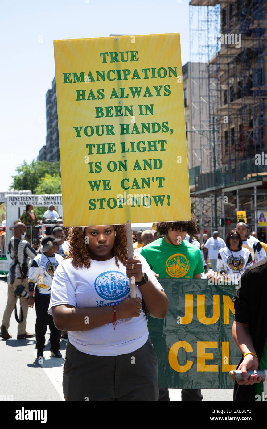 Juneteenth Parade and festival on 116th Street and Malcolm X Blvd in ...