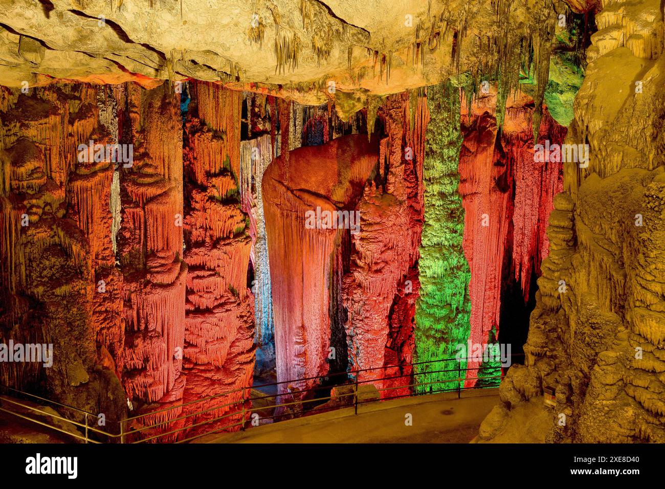 Arta caves. illuminated tourist cave Stock Photo - Alamy