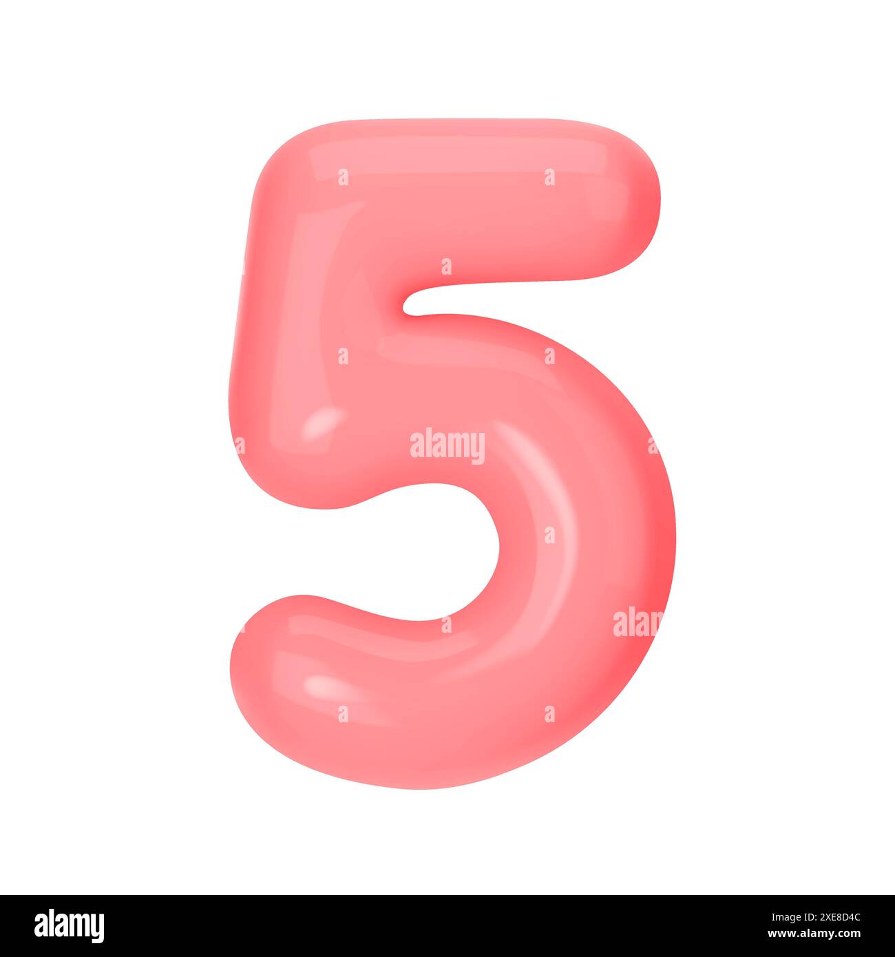 Numeral 5 - Pink Plastic Balloon Number five Isolated on White ...