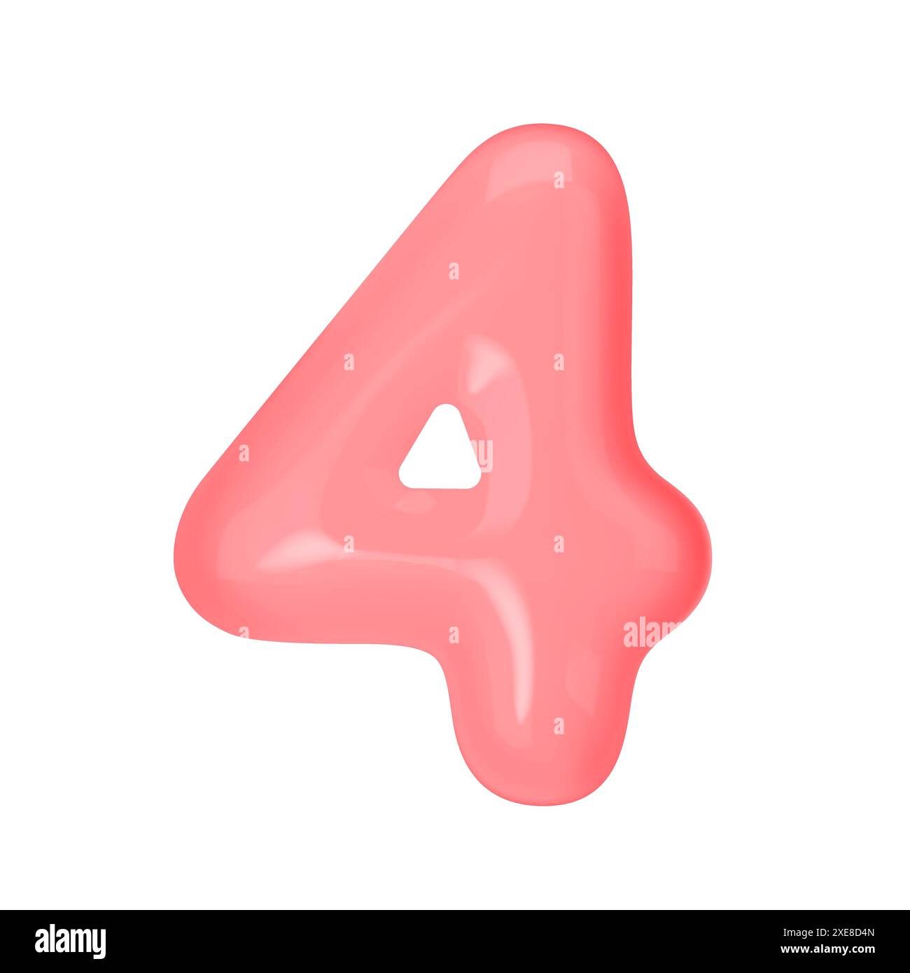 Numeral 4 - Pink Plastic Balloon Number four Isolated on White ...