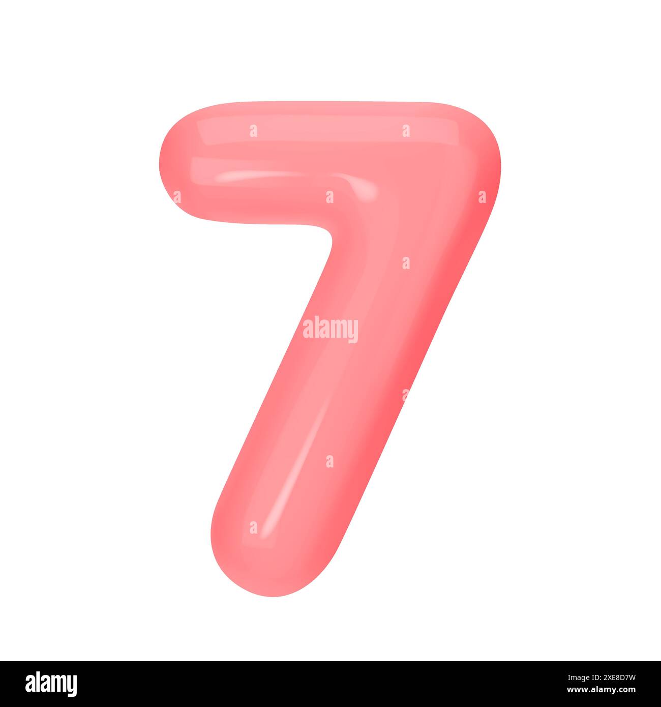 Numeral 7 - Pink Plastic Balloon Number seven Isolated on White ...
