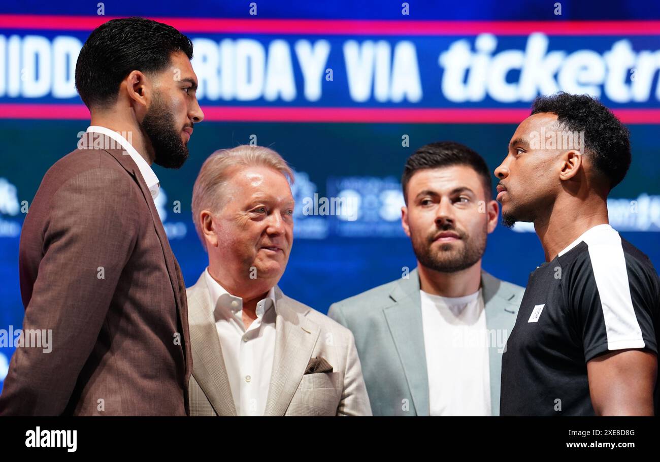 Hamzah Sheeraz and Tyler Denny during a press conference at the OVO ...