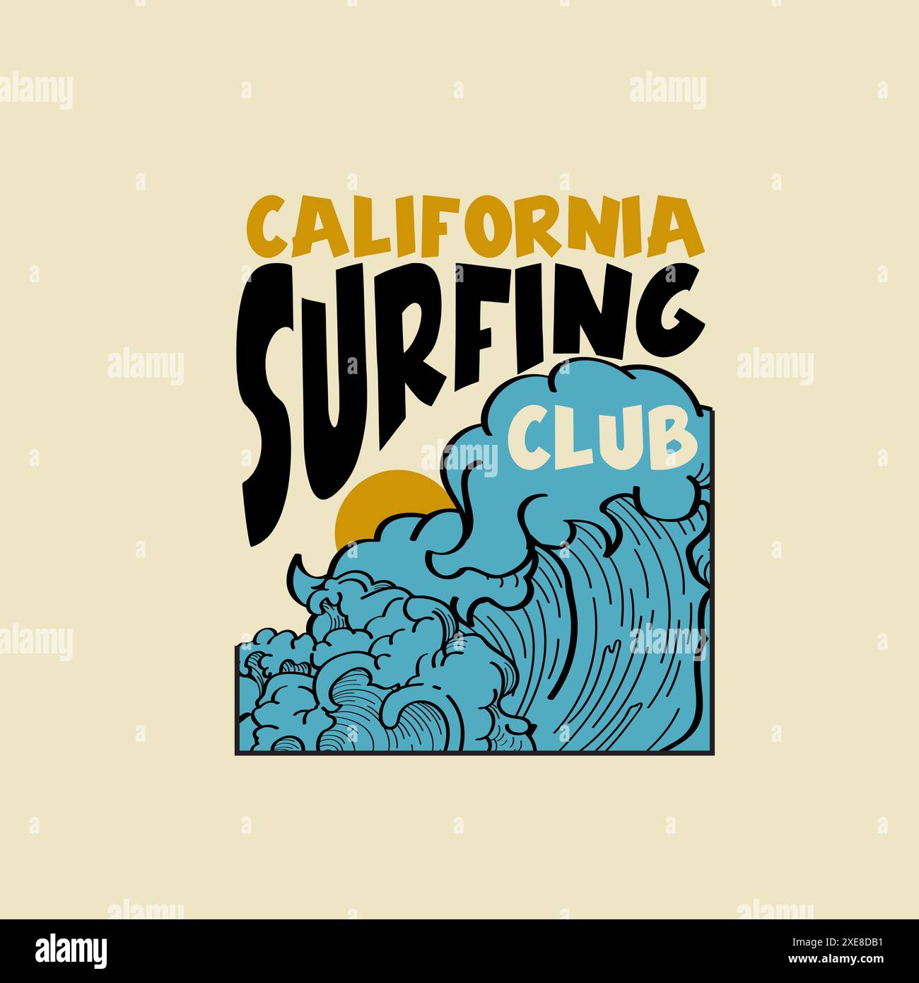 California Surfing Waves typography comic beach summer graphic design ...