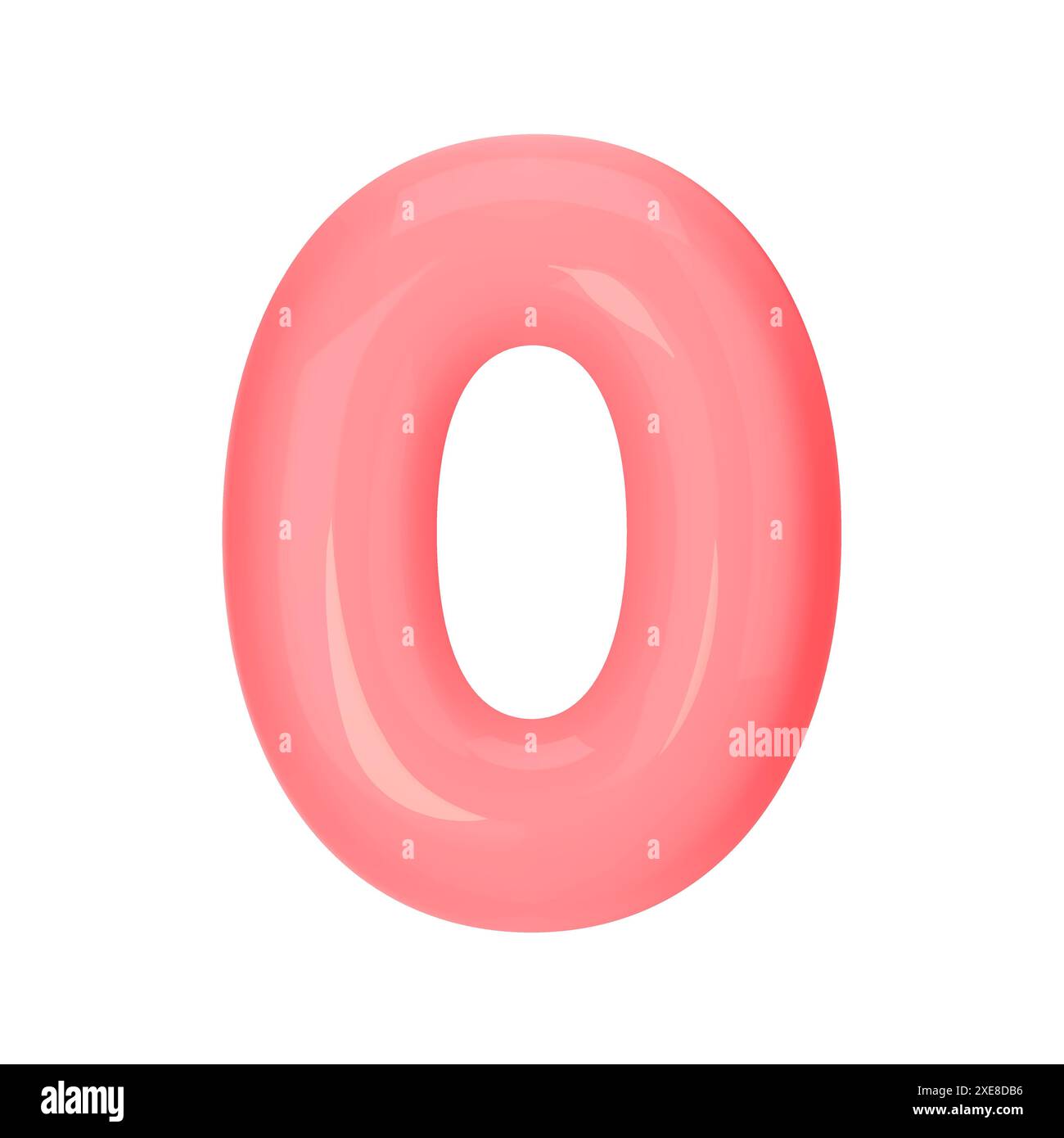Numeral 0 - Pink Plastic Balloon Number zero Isolated on White ...