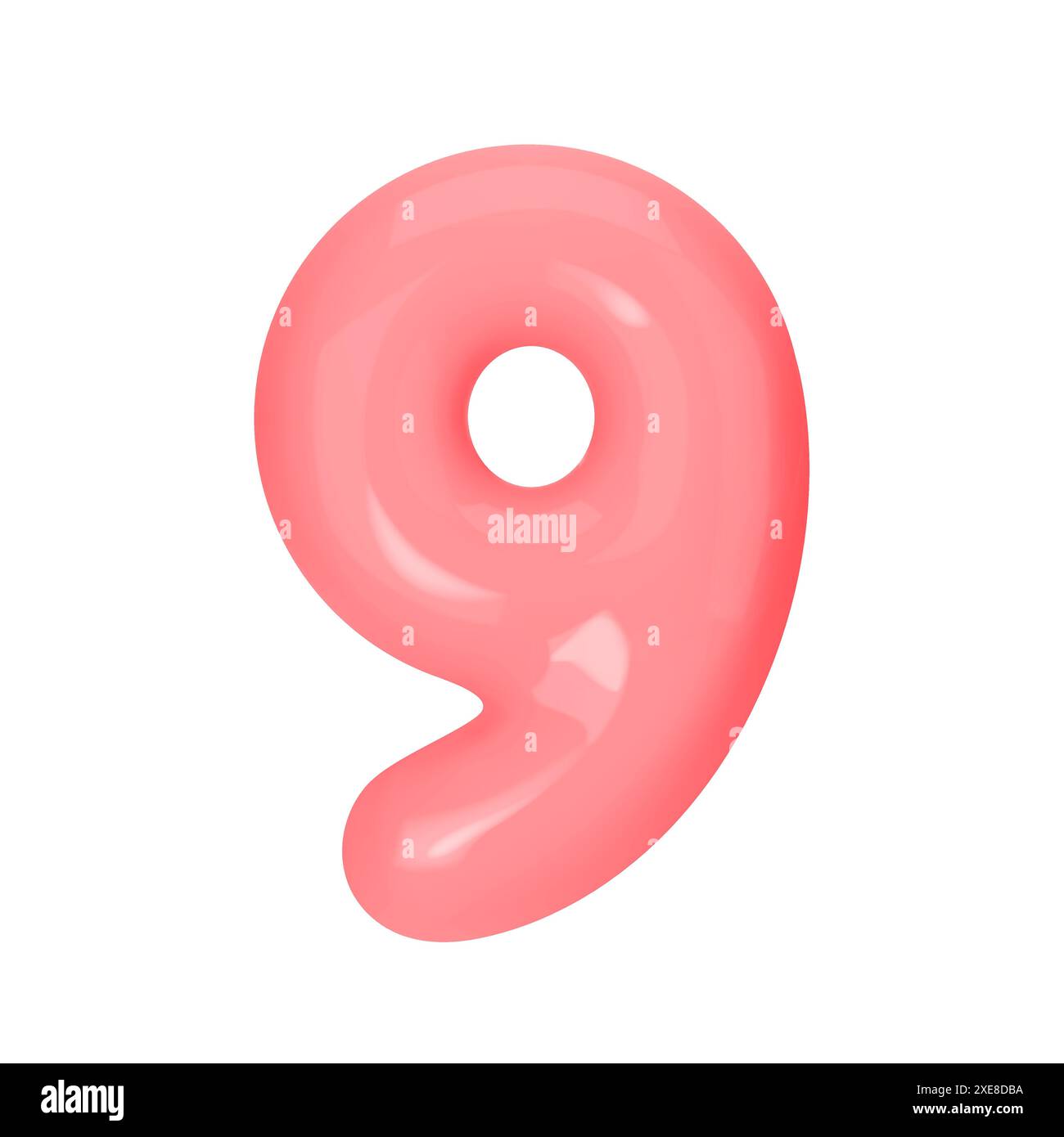 Numeral 9 - Pink Plastic Balloon Number nine Isolated on White ...