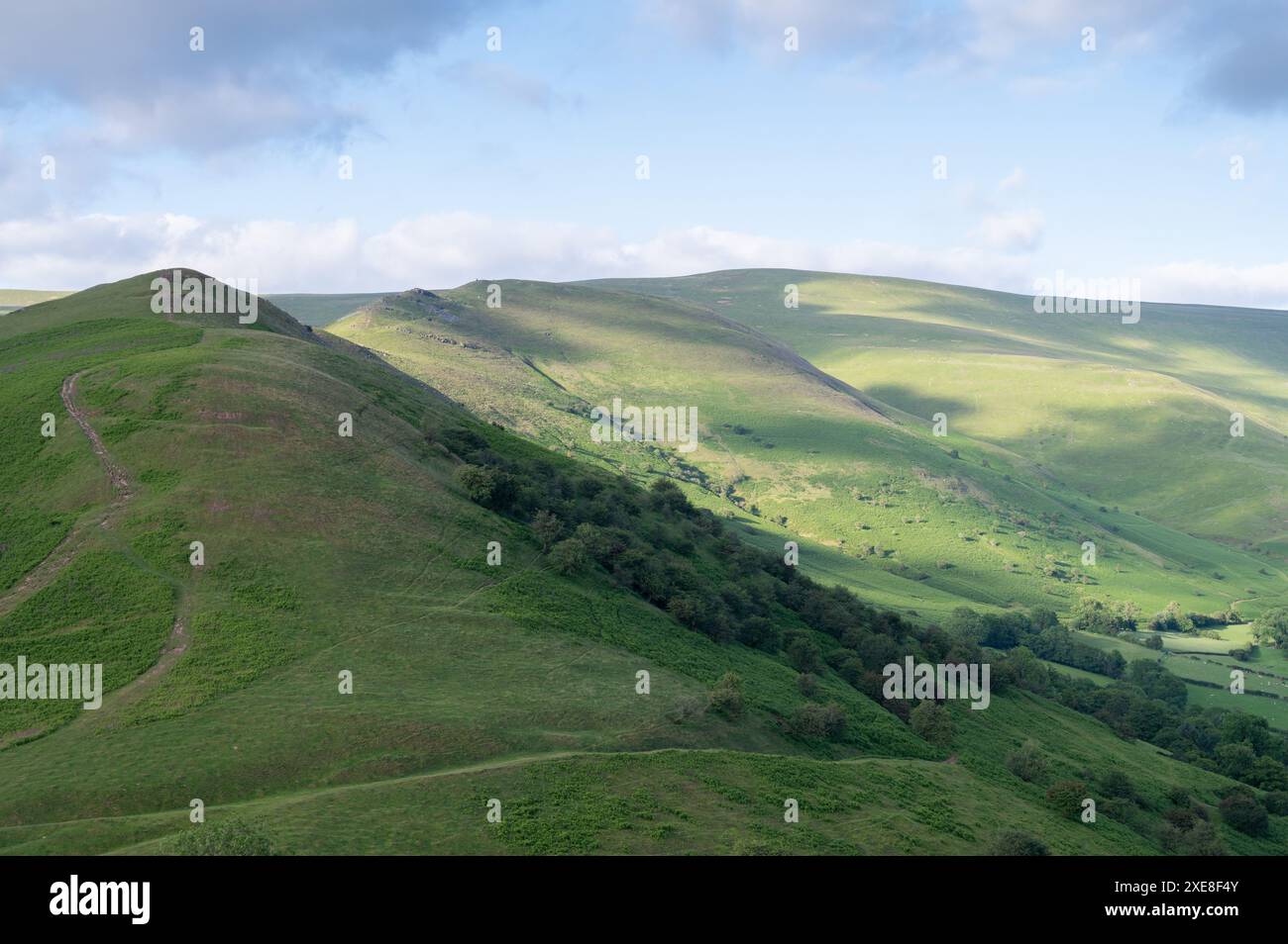 Y Grib, the Dragon's Back at the head of the Rhiangoll Valley, Black ...
