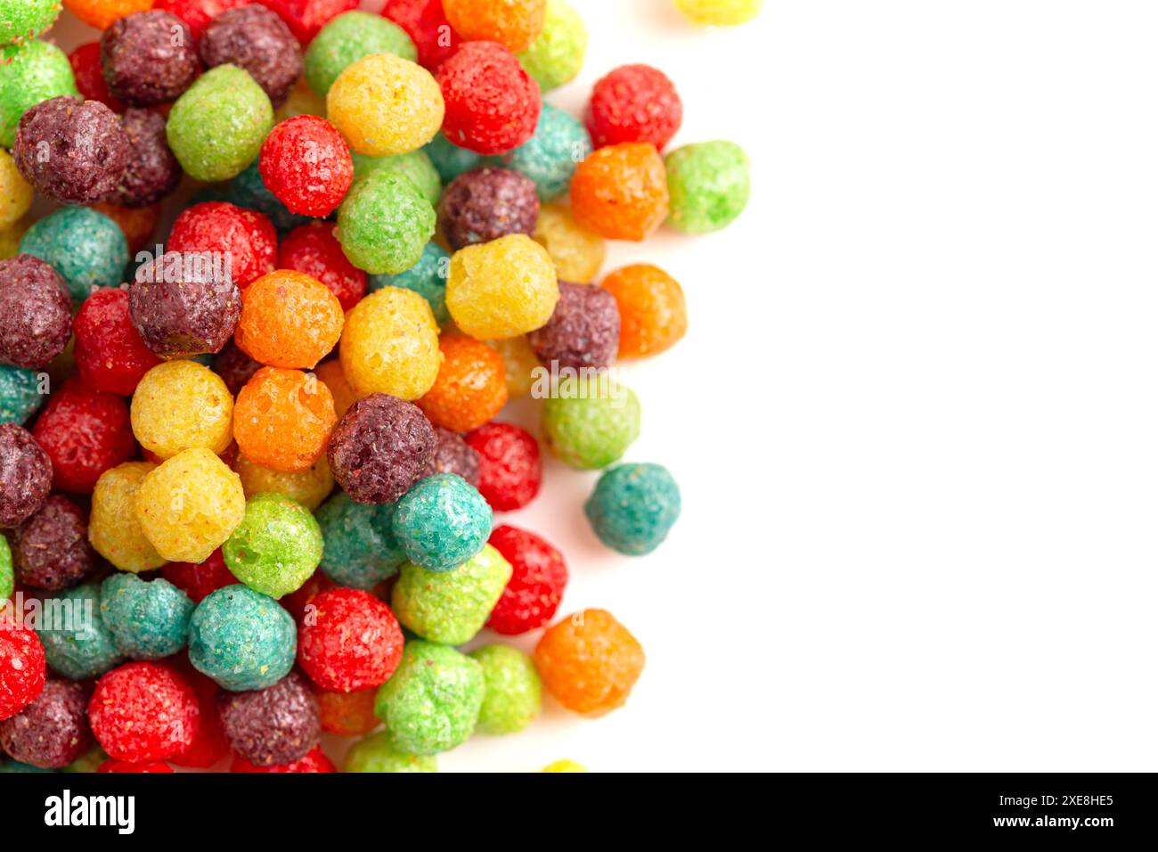 Rainbow Colored Small Ball Fruit Flavored Breakfast Cereal Isolated on ...