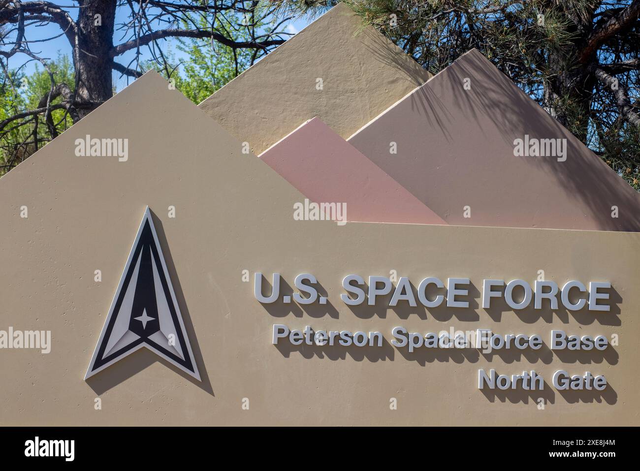 Entrance to Peterson Space Force Base in Colorado Springs, Colorado ...