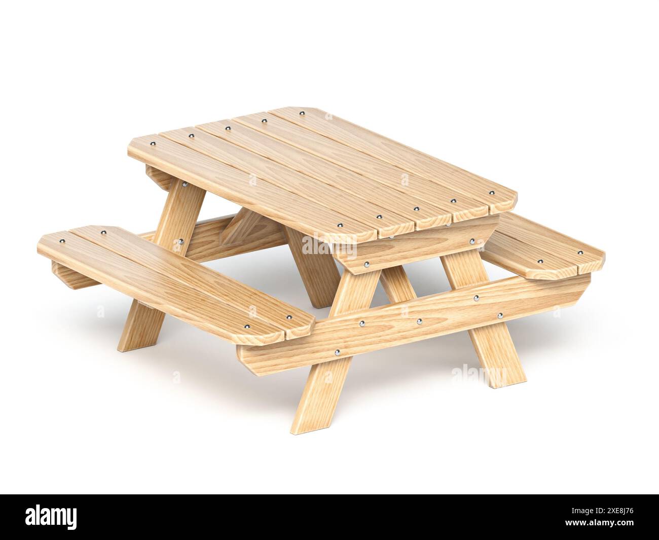 Wooden picnic table Top view 3D Stock Photo - Alamy