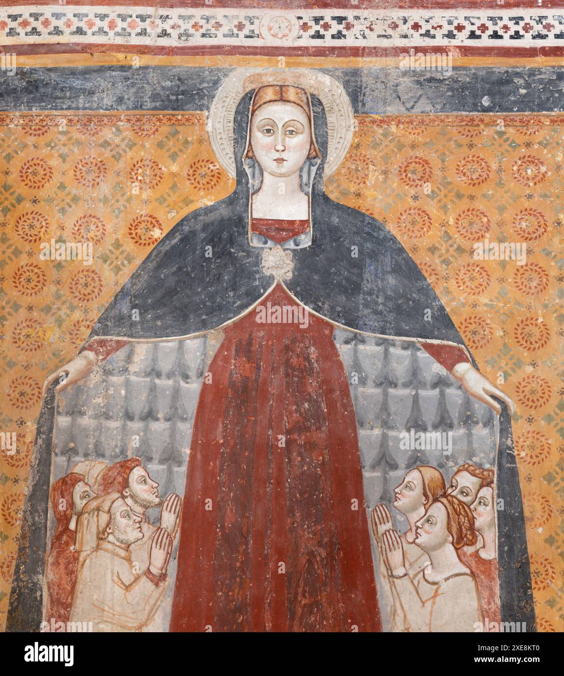 ASSISI, ITALY - MAY 17, 2024: The detail of medieval fresco of Virgin ...