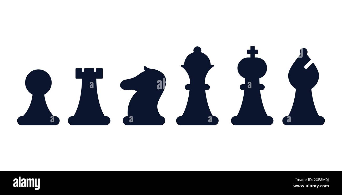 Chess pieces vector icons set. Chess Board game pieces. Horse Pawn ...