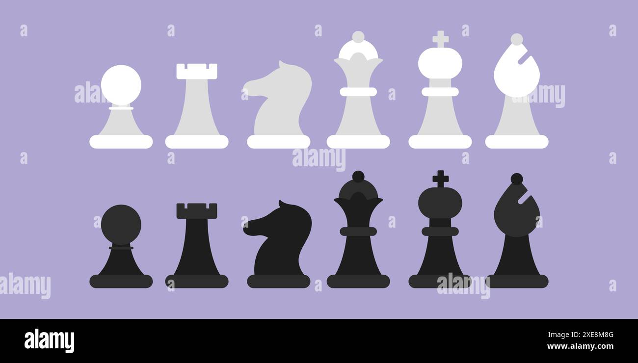 Chess pieces vector icons set. Chess Board game pieces. Horse Pawn ...