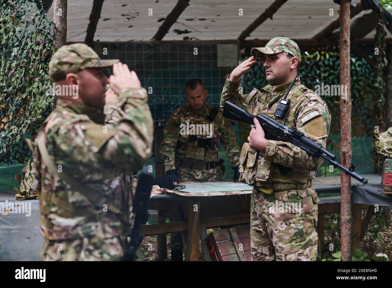 A dedicated soldier salutes his elite unit, showcasing camaraderie and ...