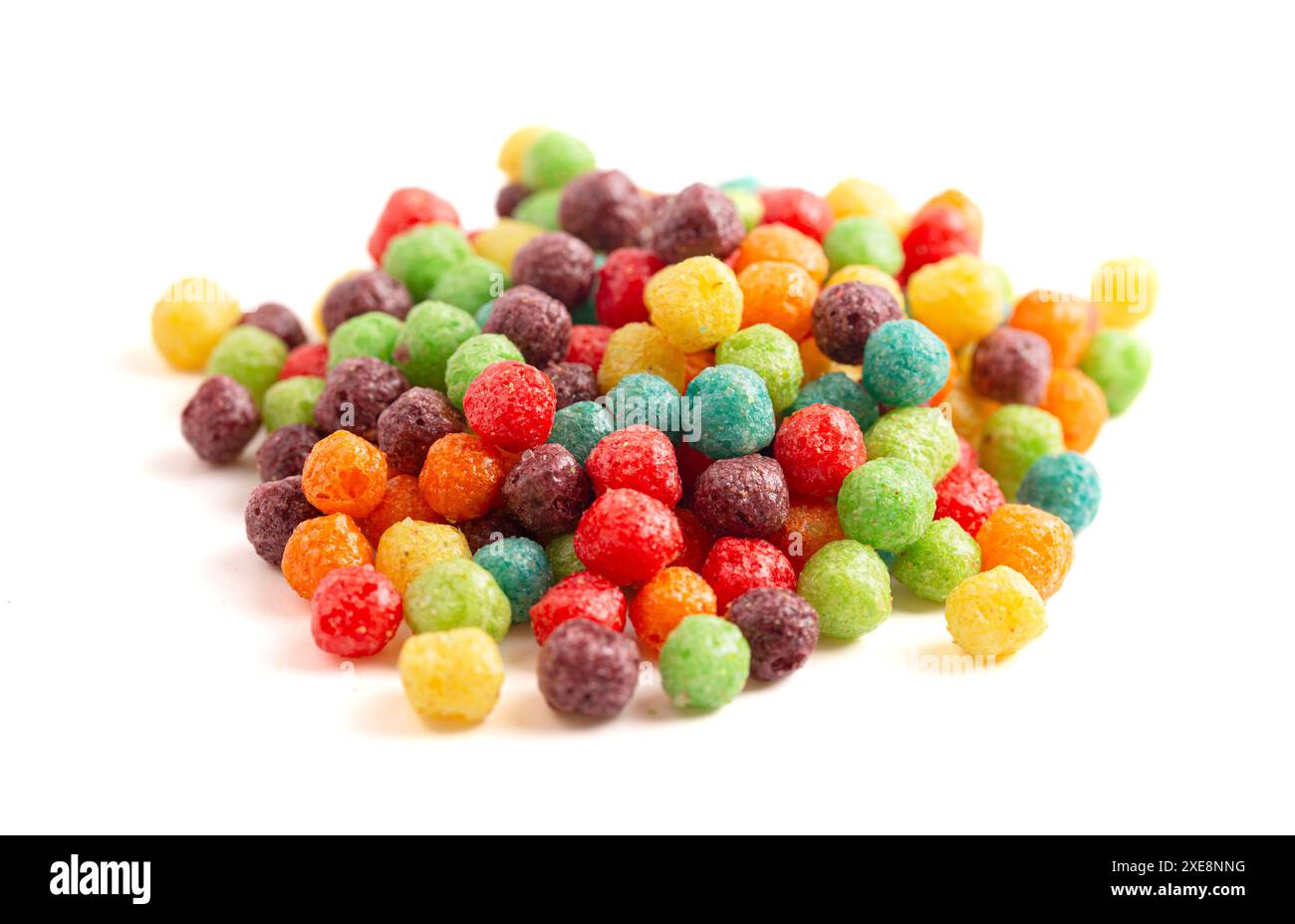 Rainbow Colored Small Ball Fruit Flavored Breakfast Cereal Isolated on ...