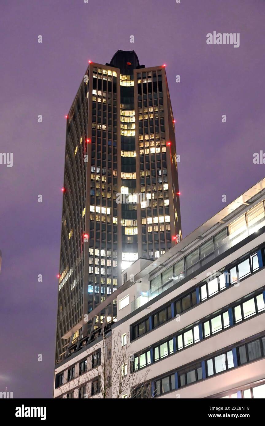 High-rise building in Frankfurt, at night Stock Photo - Alamy