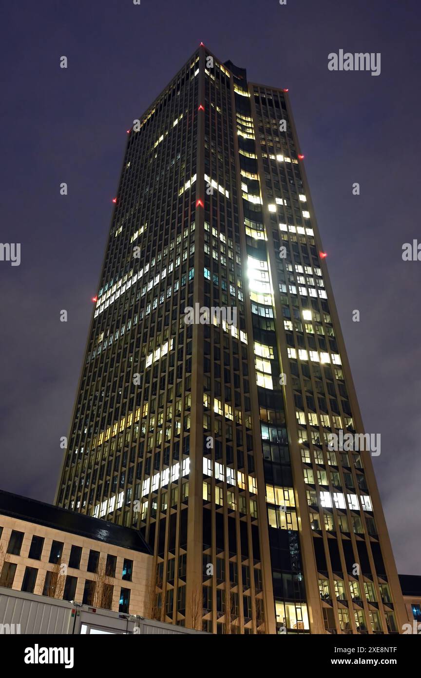 High-rise building in Frankfurt, at night Stock Photo - Alamy