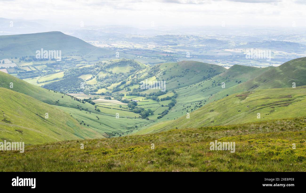 Y Grib, the Dragon's Back at the head of the Rhiangoll Valley, Black ...