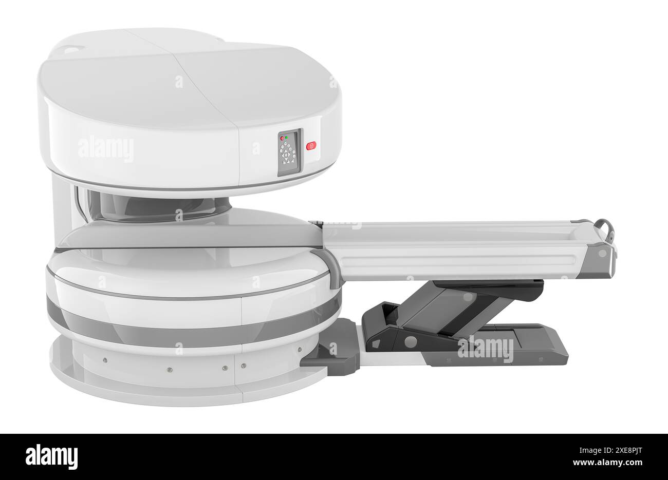 Open MRI Machine, side view. 3D rendering isolated on white background ...