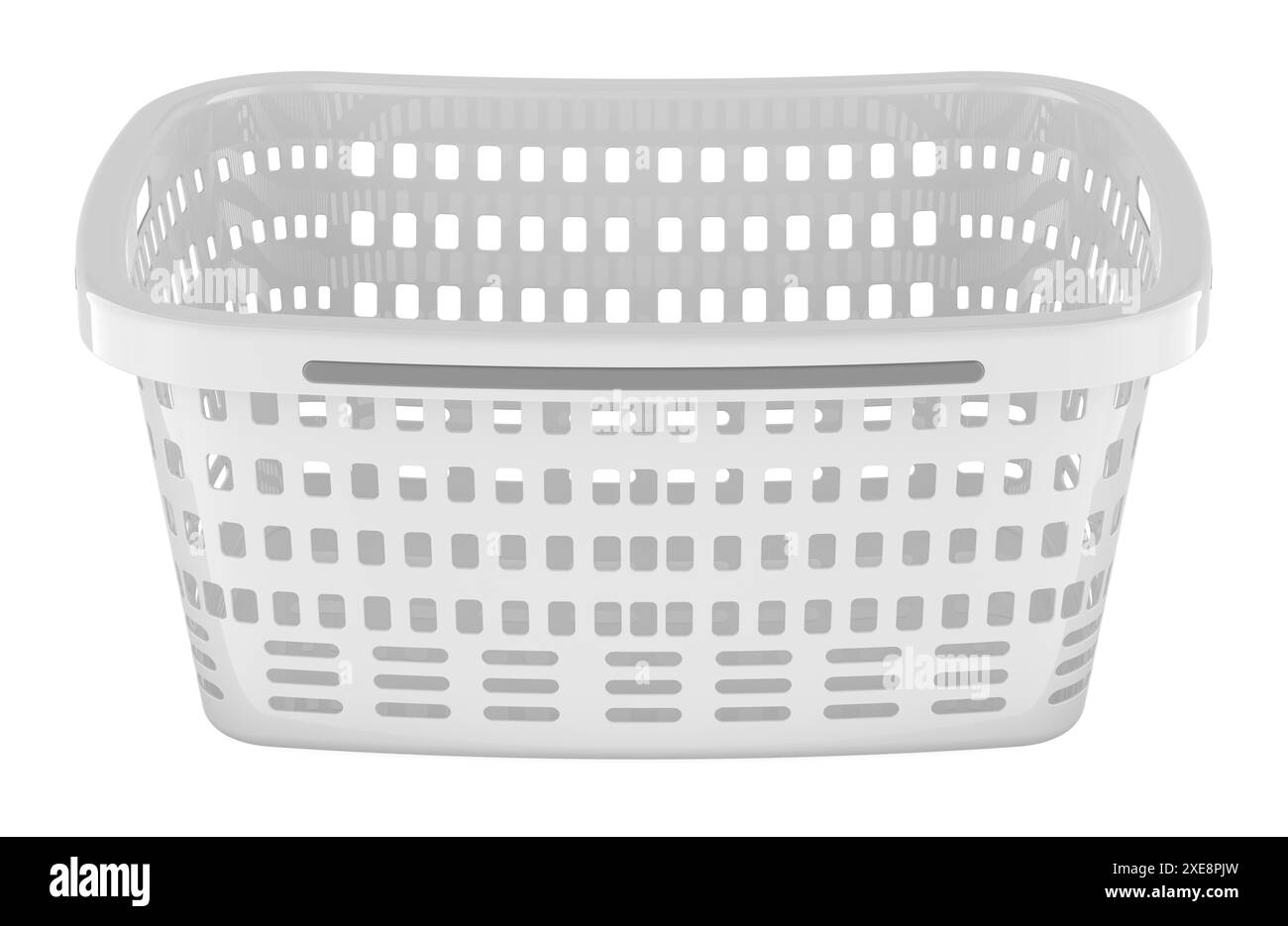 Empty Laundry basket plastic, white color. 3D rendering isolated on ...