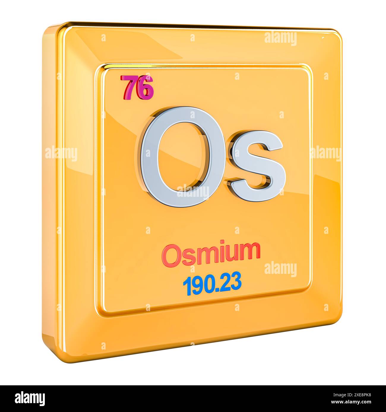 Osmium Os, chemical element sign with number 76 in periodic table. 3D ...