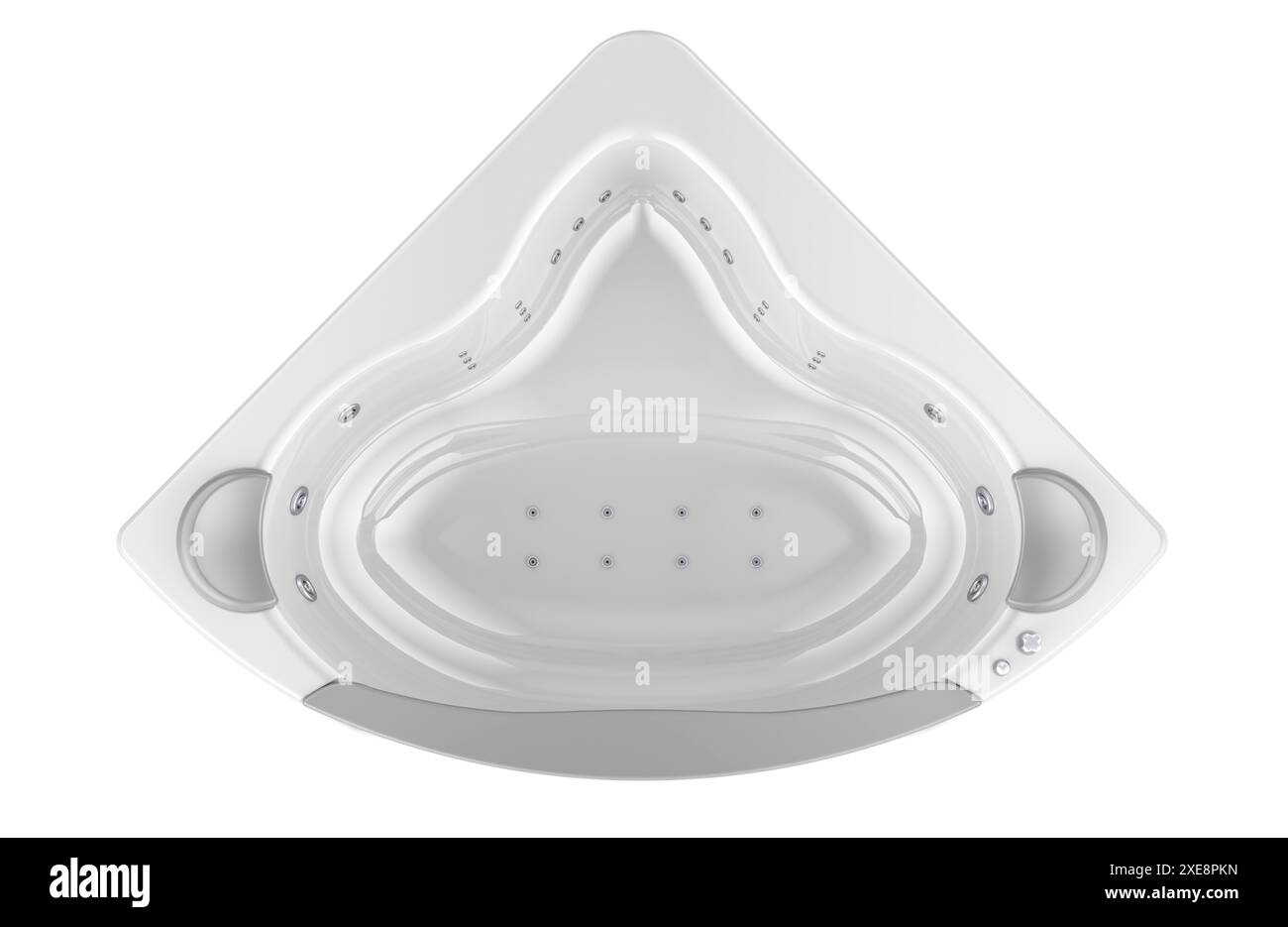 White Hydromassage Tub, bathtub. Top view, 3D rendering isolated on ...