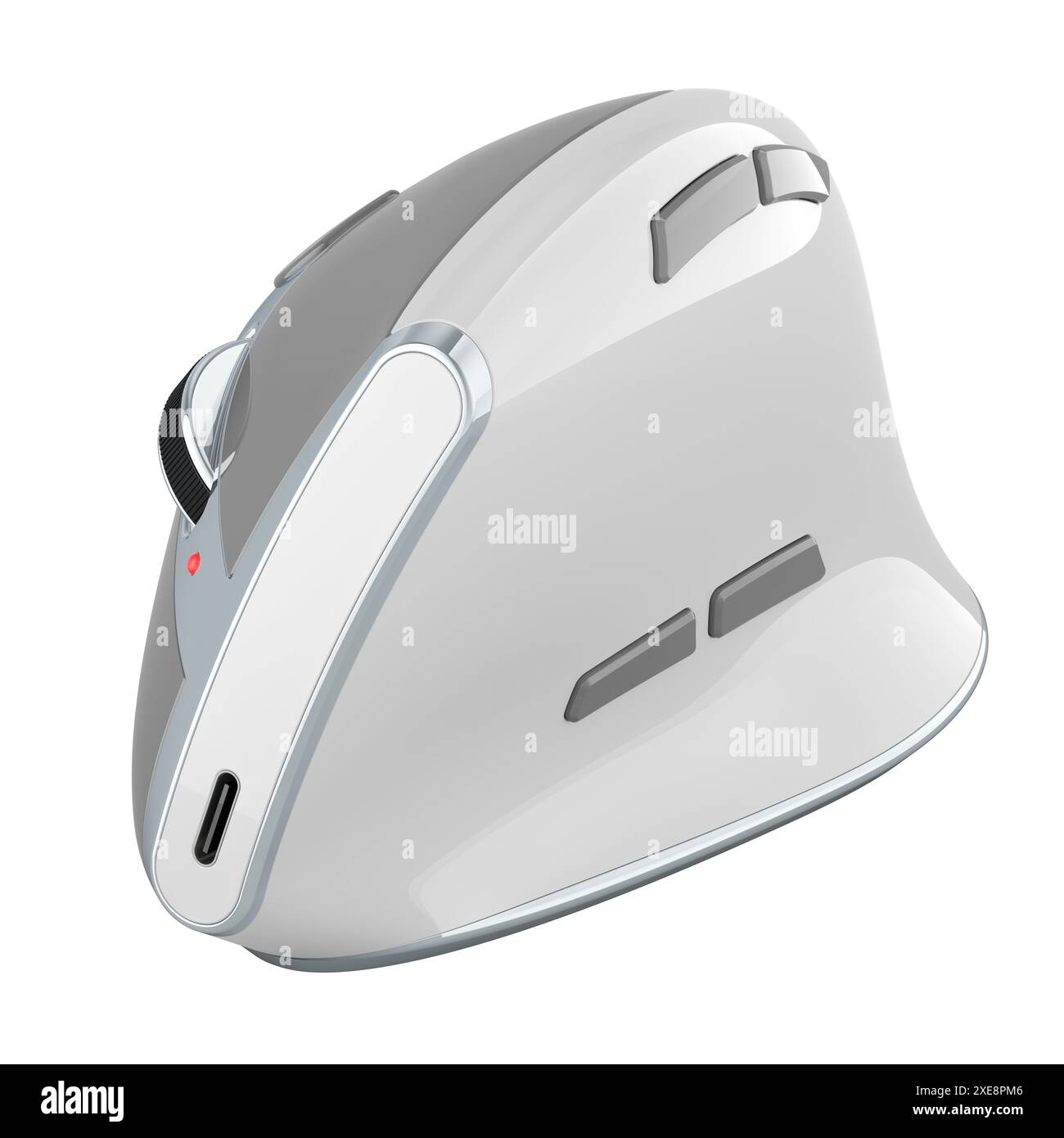 White ergonomic wireless vertical computer mouse, right handed. 3D ...