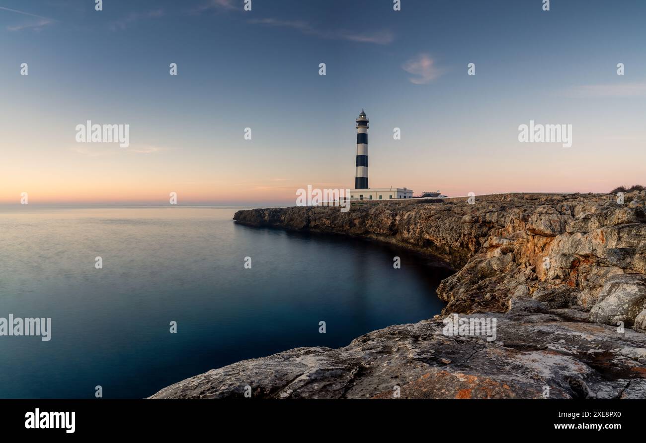 View of the landmark Cap d'Artrutx lighthouse on Menorca Island just ...