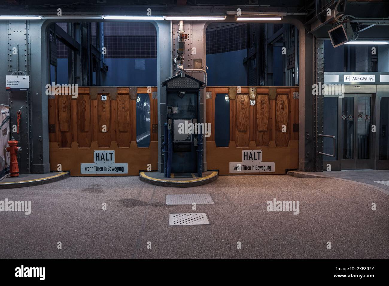 Old car elevator in the old St. Pauli-Elbtunnel in Hamburg, Germany ...