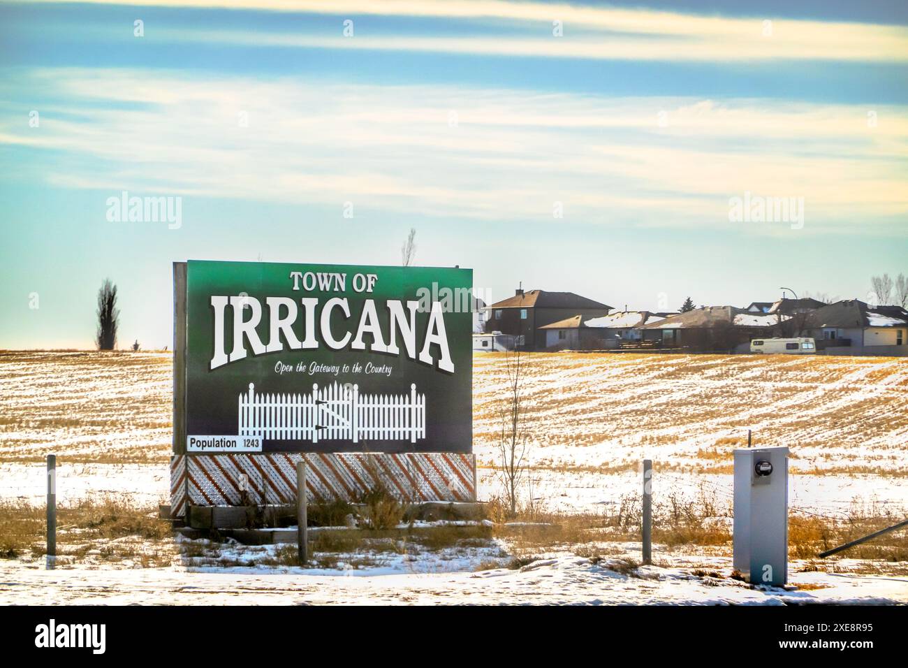 Irricana, Alberta, Canada. Feb 19, 2024. Irricana welcome sign to a ...