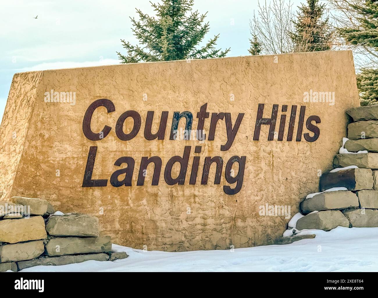 Country Hills Landing welcome sign, to a residential area in the ...