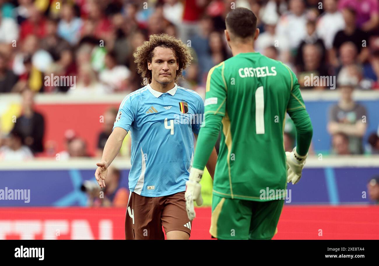 Stuttgart, Germany. 26th June, 2024. Belgium's Wout Faes and Belgium's ...