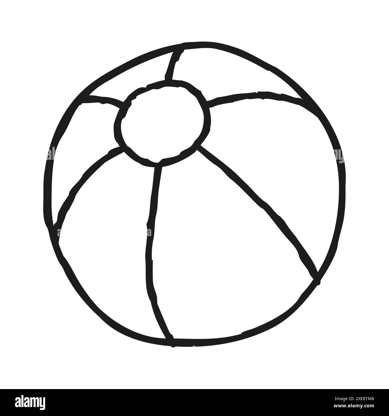 Doodle beach ball. Hand drawn beach toy symbol isolated on white ...